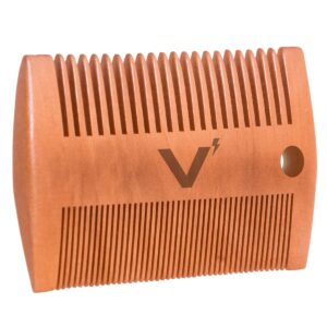 Volt Twin Beard and Mustache Comb for Men - All Natural Pearwood - Double-Sided Travel Size Pocket Comb for Detangling and Styling Beard - Men's Grooming Products