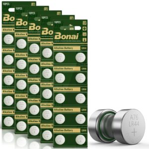 bonai lr44 ag13 batteries 1.5v button cell battery 50 count, a76 357/303 l1154f sr44 battery high capacity packaging upgrade…