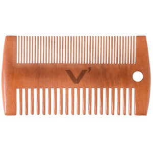 volt twin beard and mustache comb for men - all natural pearwood - double-sided travel size pocket comb for detangling and styling beard - men's grooming products