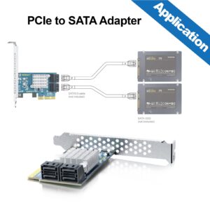 10Gtek PCIe SATA Card 4 Port with 4 SATA Cables and Low Profile Bracket, 6Gbps SATA3.0 Controller PCI Express Expansion Card, X4, Support 4 SATA 3.0 Devices