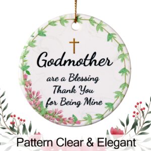 Godmother Christmas Ornament 2024:Thank You for Being Mine, Godmother Gifts from Godchild, Gift for Godmother, 2.9" Godmother Ornament 2024 (Green)