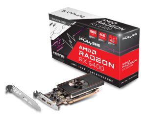 sapphire 11315-01-20g pulse amd radeon rx 6400 low profile gaming graphics card with 4gb gddr6, amd rdna 2, black