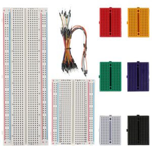 bojack 1pcs 803 tie points and 1 pcs 400 tie points solderless breadboard and 65 pcs flexible breadboard jumper wires and 6pcs 170 points mini solderless breadboard