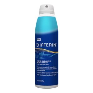 differin acne body spray, acne treatment with salicylic acid by the makers of differin gel, 360 formula for back acne, chest and shoulders, 6 oz