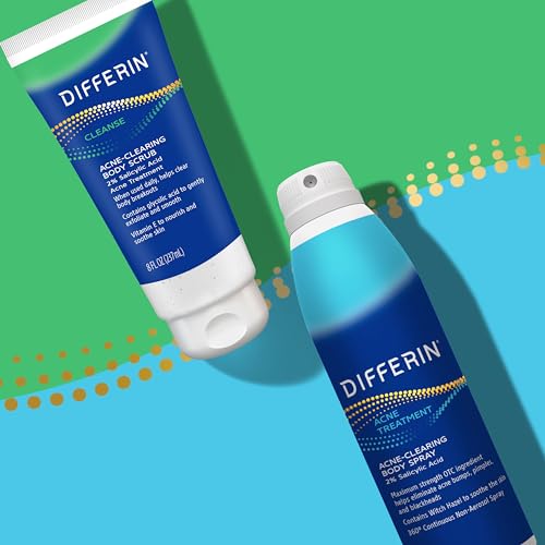 Differin Acne Body Spray, Acne Treatment with Salicylic Acid by the makers of Differin Gel, 360 Formula for Back Acne, Chest and Shoulders, 6 oz