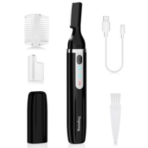 dapsang eyebrow trimmer, electric eyebrow razor for women men, rechargeable painless led light facial hair shaver remover with rinseable blade for face lips neck leg