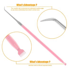 EKYSSO 2 PCS Lash Lift Perm Tools and Tint Kit, EKYSSO Eyelash Lifting Tool, 2 in 1 Eyelash Separator with Separating Comb, Professional Lash Lift Comb Perming and Tinting Supplies(Pink)