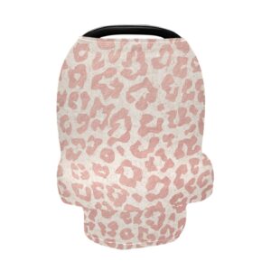 Rose Gold Leopard Baby Car Seat Covers Animal Texture Print Carseat Canopy Soft Infant Stroller Cover Nursing Breastfeeding Covers for Girls Boys Newborn Fit Summer Spring Autumn