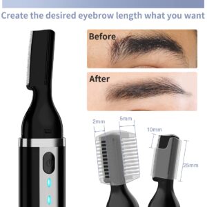 Dapsang Eyebrow Trimmer, Electric Eyebrow Razor for Women Men, Rechargeable Painless LED Light Facial Hair Shaver Remover with Rinseable Blade for Face Lips Neck Leg