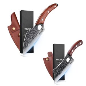 huusk chef knives, meat cleaver outdoor cooking knife with sheath camping knives bbq knife set