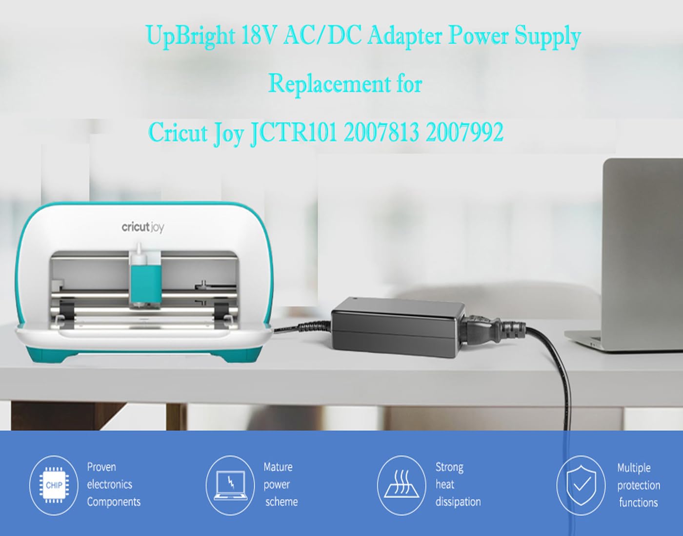 UpBright 18V AC Adapter Compatible with Cricut Joy JCTR101 2007813 2007992 Compact Portable DIY Smart Cutting Machine PC2007992 GHFB23405 SS2076299 TS-A045-1800251 18VDC Power Supply Battery Charger