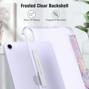 Fintie SlimShell Case for iPad Mini 7 (A17 Pro) 2024 / iPad Mini 6 2021, [Magnetic Clasp] Lightweight Stand Case w/Translucent Frosted Back Cover for iPad Mini 7th/6th Generation 8.3", Lilac Marble