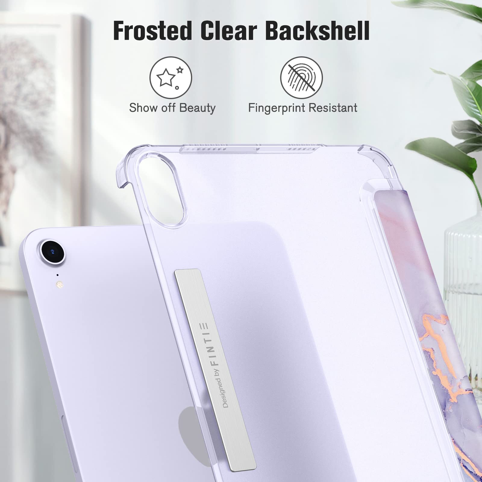 Fintie SlimShell Case for iPad Mini 7 (A17 Pro) 2024 / iPad Mini 6 2021, [Magnetic Clasp] Lightweight Stand Case w/Translucent Frosted Back Cover for iPad Mini 7th/6th Generation 8.3", Lilac Marble