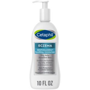 cetaphil restoraderm soothing moisturizer, for eczema prone skin, 10 fl oz, for dry, itchy, irritated skin, 24hr hydration, no added fragrance, doctor recommended sensitive skincare brand