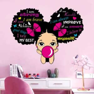 black girl wall stickers for girls bedroom inspirational wall decals quotes african american sticker pink motivational saying wall decor sticker for kid baby toddler room nursery playroom living room.