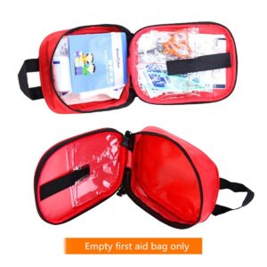 Empty First Aid Kit Bag Double Zipped First Aid Supplies Package Mini Medications Organizer Waterproof Nylon Medical Survival Kit Rescue Case Handy Travel Medicine Container for Home Car Outdoor