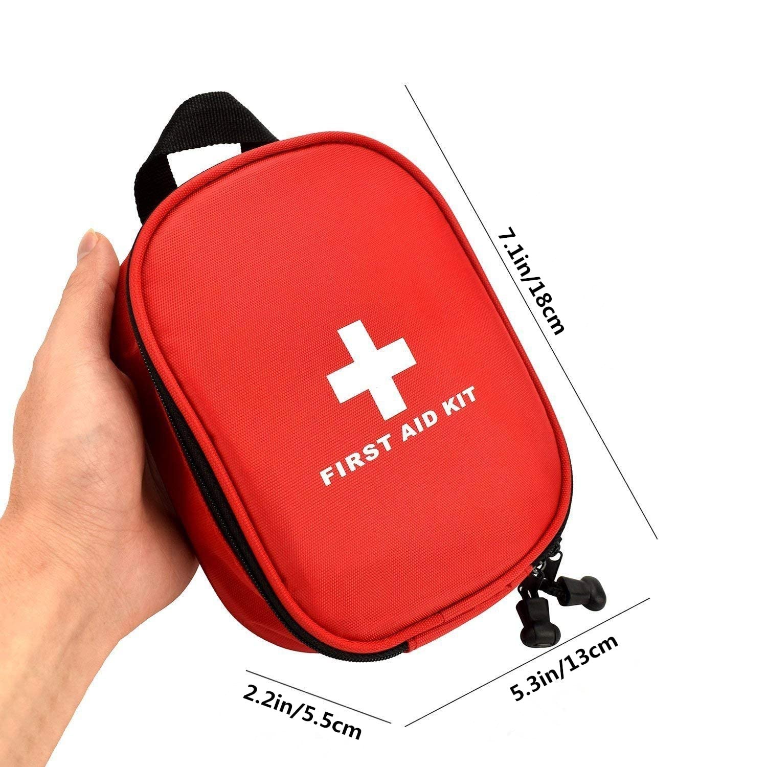 Empty First Aid Kit Bag Double Zipped First Aid Supplies Package Mini Medications Organizer Waterproof Nylon Medical Survival Kit Rescue Case Handy Travel Medicine Container for Home Car Outdoor