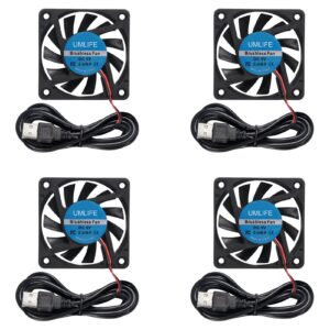 umlife 60mm fan, 4-pack 5volt 0.18a usb 60x60x10mm 6010 brushless dc computer cpu heat sink cooling cooler fan 60mm x 10mm