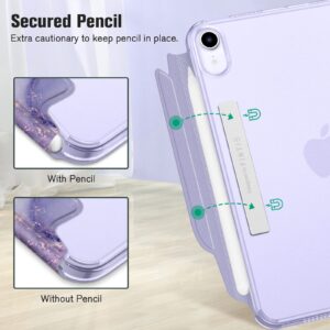 Fintie SlimShell Case for iPad Mini 7 (A17 Pro) 2024 / iPad Mini 6 2021, [Magnetic Clasp] Lightweight Stand Case w/Translucent Frosted Back Cover for iPad Mini 7th/6th Generation 8.3", Lilac Marble