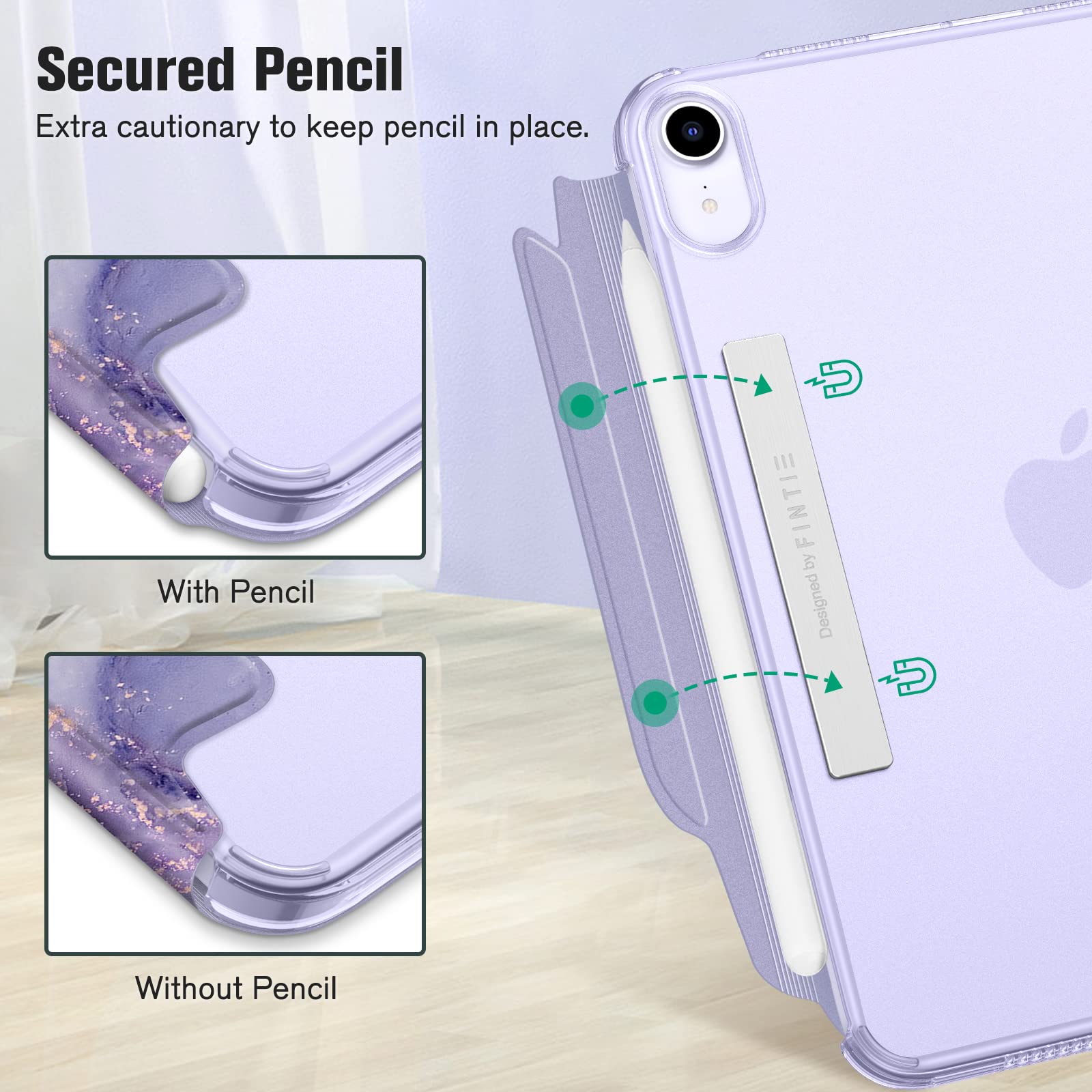 Fintie SlimShell Case for iPad Mini 7 (A17 Pro) 2024 / iPad Mini 6 2021, [Magnetic Clasp] Lightweight Stand Case w/Translucent Frosted Back Cover for iPad Mini 7th/6th Generation 8.3", Lilac Marble