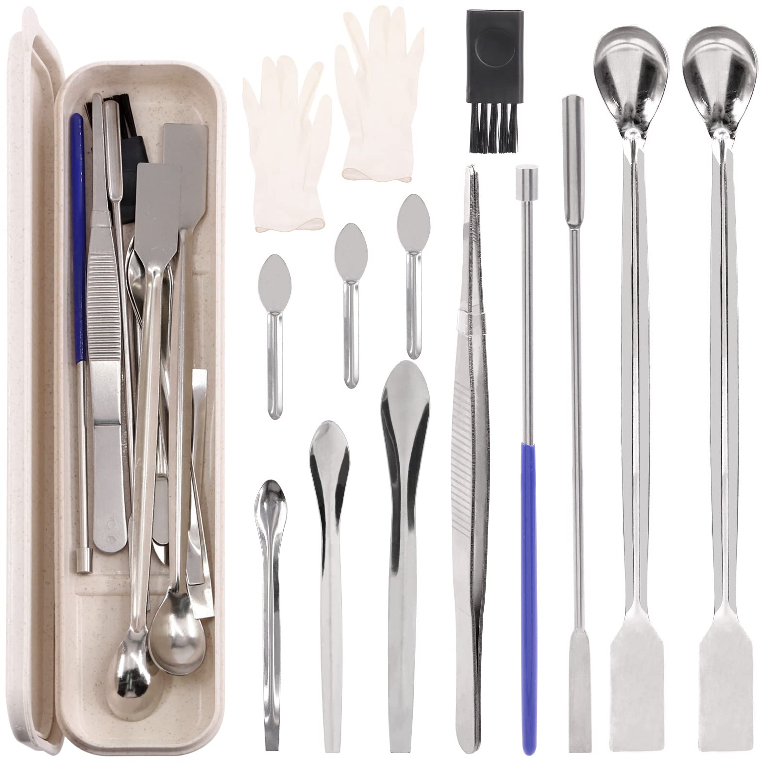 Glarks 14Pcs Capsule Filling Micro Lab Spoon Kits Sampling Spoon Mixing Spatula Laboratory Tiny Mixing Spatula Powders Tamper Tool for Powders Gel Cap Capsule Filler