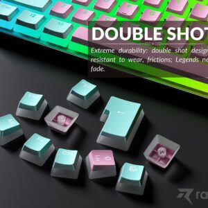 Ranked Pudding v2 PBT Keycaps | 145 Double Shot Translucent ANSI US & ISO Layout | OEM Profile for Full Size, TKL, 75%, 65% and 60% RGB Mechanical Gaming Keyboard (Miami Vice)