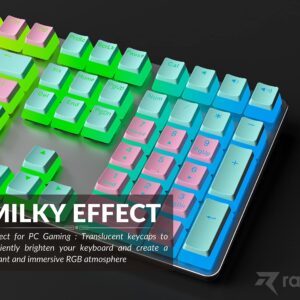 Ranked Pudding v2 PBT Keycaps | 145 Double Shot Translucent ANSI US & ISO Layout | OEM Profile for Full Size, TKL, 75%, 65% and 60% RGB Mechanical Gaming Keyboard (Miami Vice)