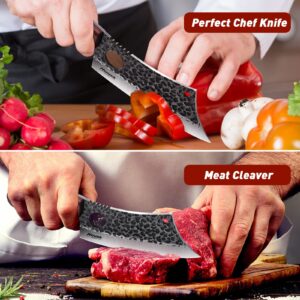 Huusk Chef Knives, Meat Cleaver Outdoor Cooking Knife with Sheath Camping Knives BBQ Knife set