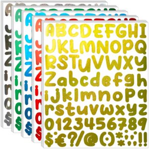 1215 pieces 15 sheets holographic laser letter stickers self adhesive vinyl letters, alphabet number stickers, decals for mailbox,sign,business,home,office,school (1 inch)