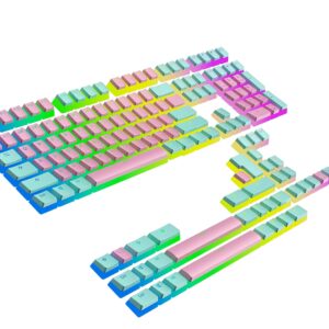 Ranked Pudding v2 PBT Keycaps | 145 Double Shot Translucent ANSI US & ISO Layout | OEM Profile for Full Size, TKL, 75%, 65% and 60% RGB Mechanical Gaming Keyboard (Miami Vice)