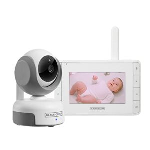 black+decker 4.3" digital video baby monitor with pan-tilt-zoom camera, infrared smooth video & motorized pan/tilt, auto night vision, and room temperature monitoring, smooth motion, two way talk