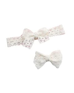 baby girls lace headband infant baptism hair band toddler lace bow headwraps bbg26 (2 pcs-set a)