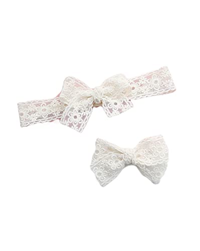 Baby Girls Lace Headband Infant Baptism Hair Band Toddler Lace Bow Headwraps BBG26 (2 Pcs-Set A)