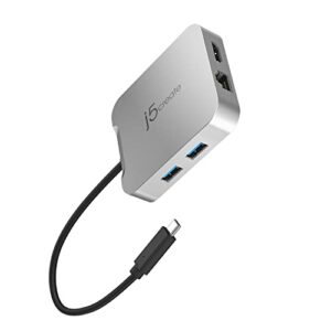 j5create usb c hub - 4k 60hz hdmi, 100w pd, 2 x usb-a, ethernet | for steam deck, macbook, chromebook, xps, surface pro (jcd391)