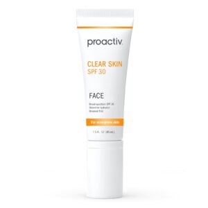 proactiv clear skin face sunscreen moisturizer with spf 30 - hydrating spf lotion and sensitive skin sunscreen for oily skin and acne-prone skin, oil free matte skincare sunscreen, 1.5oz