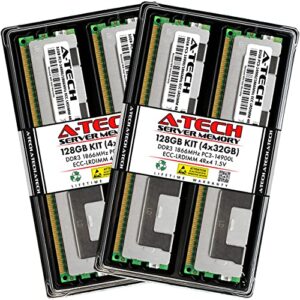 a-tech 128gb kit (4x32gb) memory ram for supermicro x9drh-7f - ddr3 1866mhz pc3-14900 ecc load reduced lrdimm 4rx4 1.5v - server