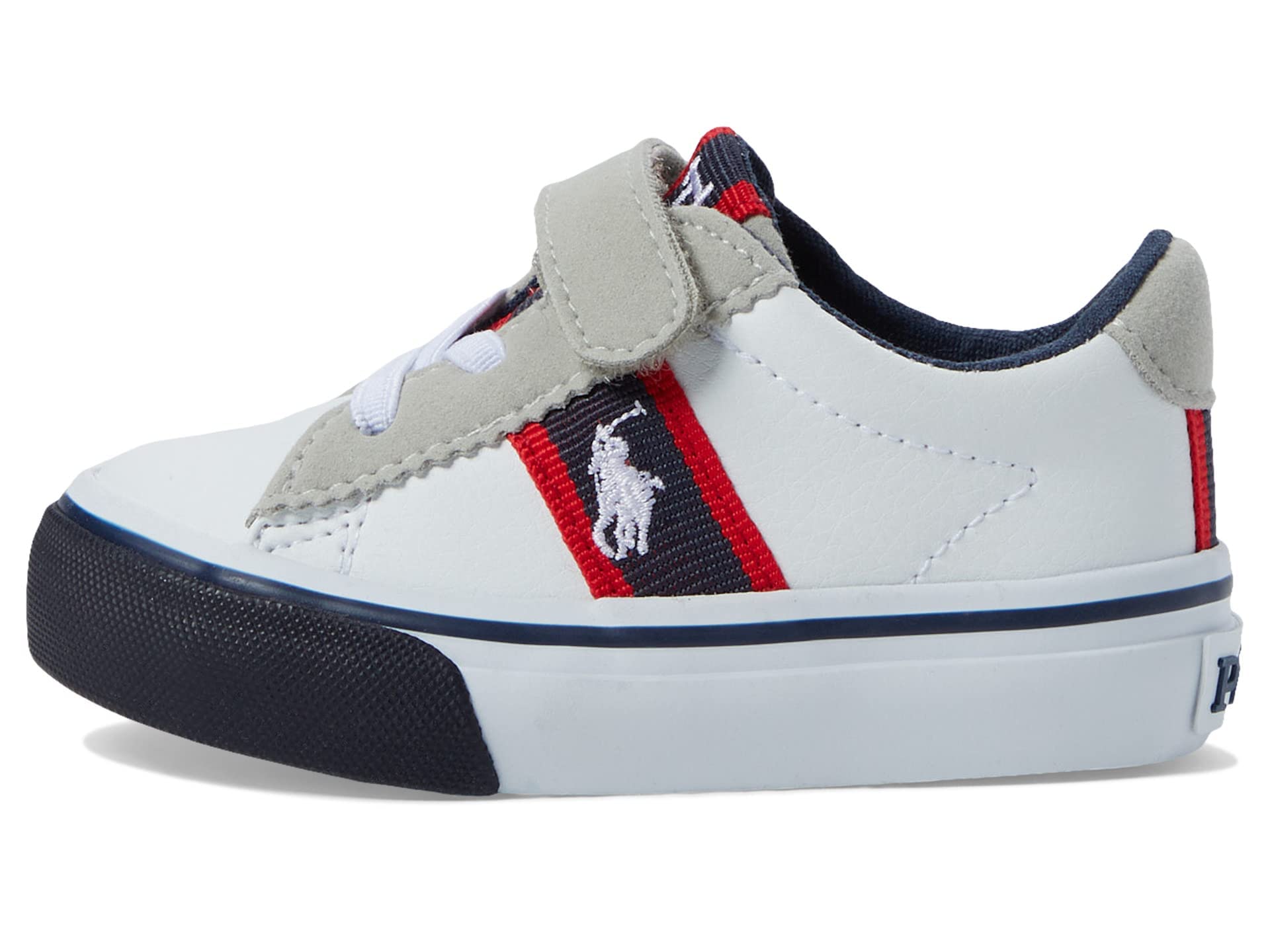 POLO RALPH LAUREN Baby Boys Wescott Ps (Toddler) Sneaker, White Tumbled/Navy/Red/White Pony Player, 4 Toddler US