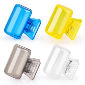 4 pack travel toothbrush head covers toothbrush protector cap brush pod case protective portable plastic clip for household travel, camping, bathroom, school, business