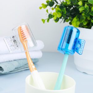 4 Pack Travel Toothbrush Head Covers Toothbrush Protector Cap Brush Pod Case Protective Portable Plastic Clip for Household Travel, Camping, Bathroom, School, Business