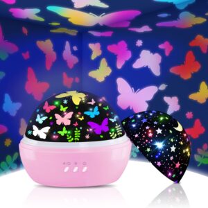 butterfly decorations, kids toys for 3-8 year old girls, 16 colors star projector night light, butterflies party supplies room decor, christmas easter birthday toddler gifts for girls age 5-12