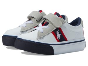 polo ralph lauren baby boys wescott ps (toddler) sneaker, white tumbled/navy/red/white pony player, 4 toddler us