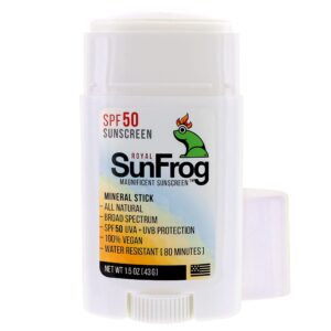 Royal SunFrog | All Natural SPF-50 Sunscreen Mineral Stick | 100% Vegan, Broad Spectrum UVA + UVB, Roll On Sunscreen Stick for Face & Body (1.5oz/43g)