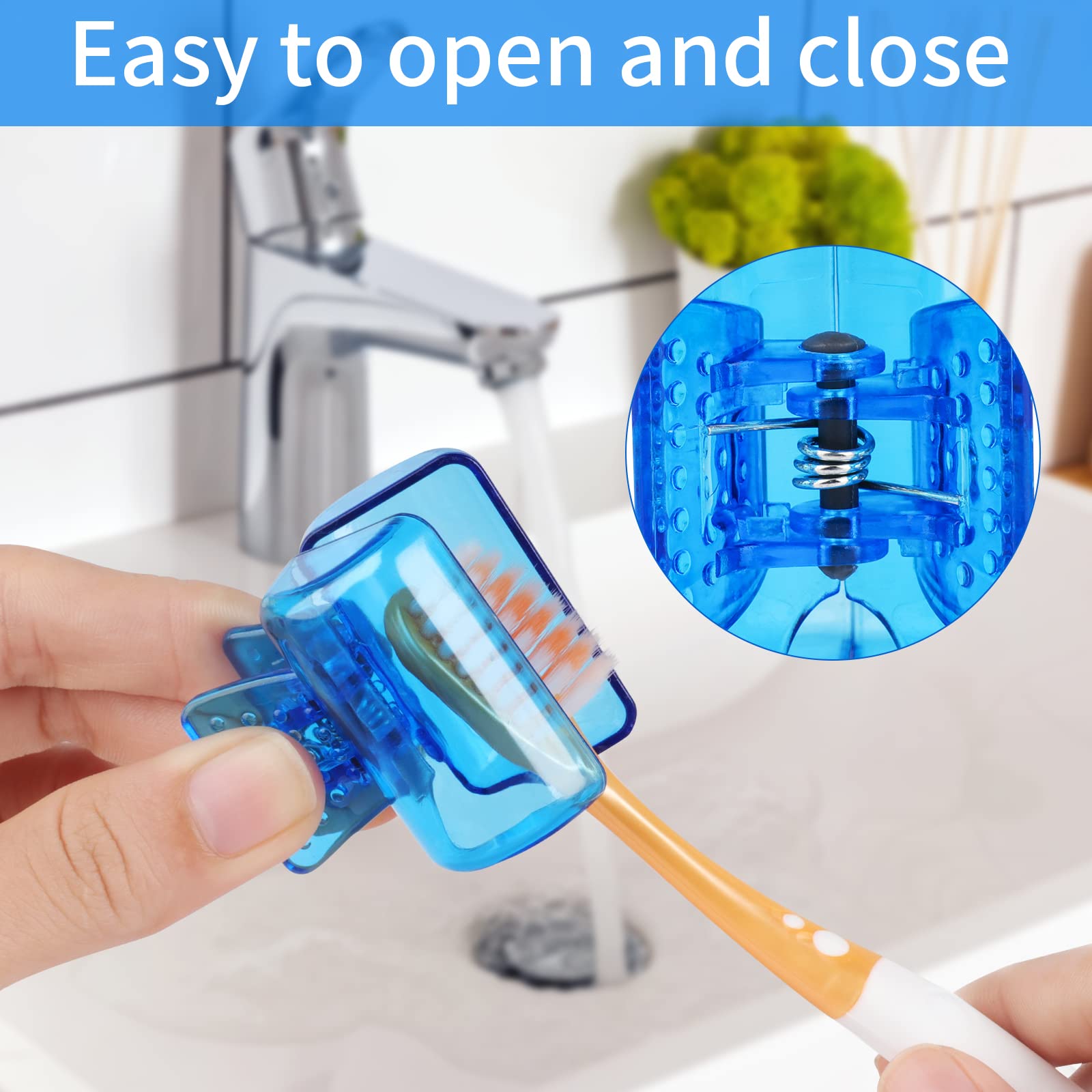 4 Pack Travel Toothbrush Head Covers Toothbrush Protector Cap Brush Pod Case Protective Portable Plastic Clip for Household Travel, Camping, Bathroom, School, Business