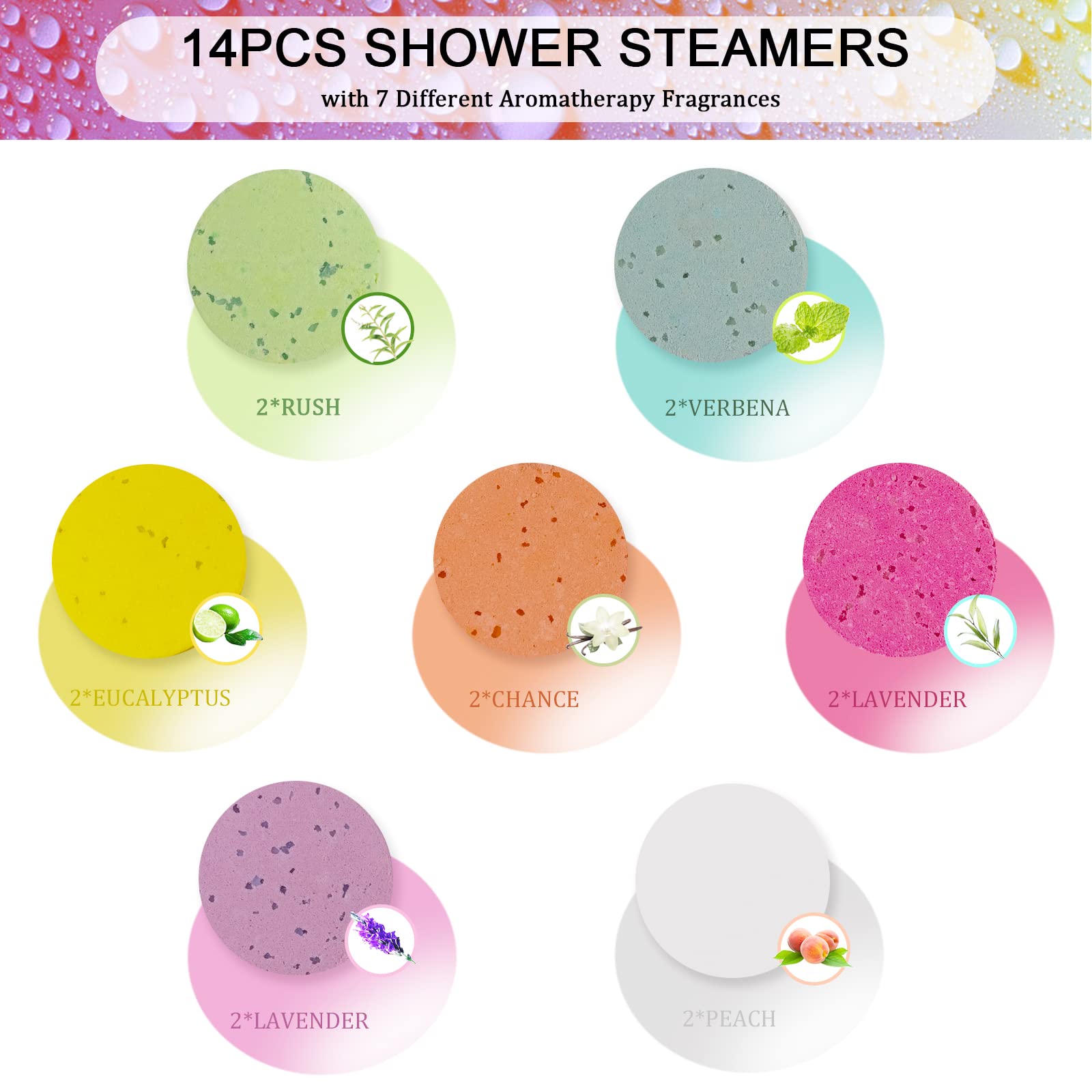 PickMora 14PCS Shower Steamers Aromatherapy with 7 Scents, Shower Bombs with Essential Oils for Relaxation, Body Restore Shower Tablets Gift Sets for Women and Men in Mother's Day, Anniversaries