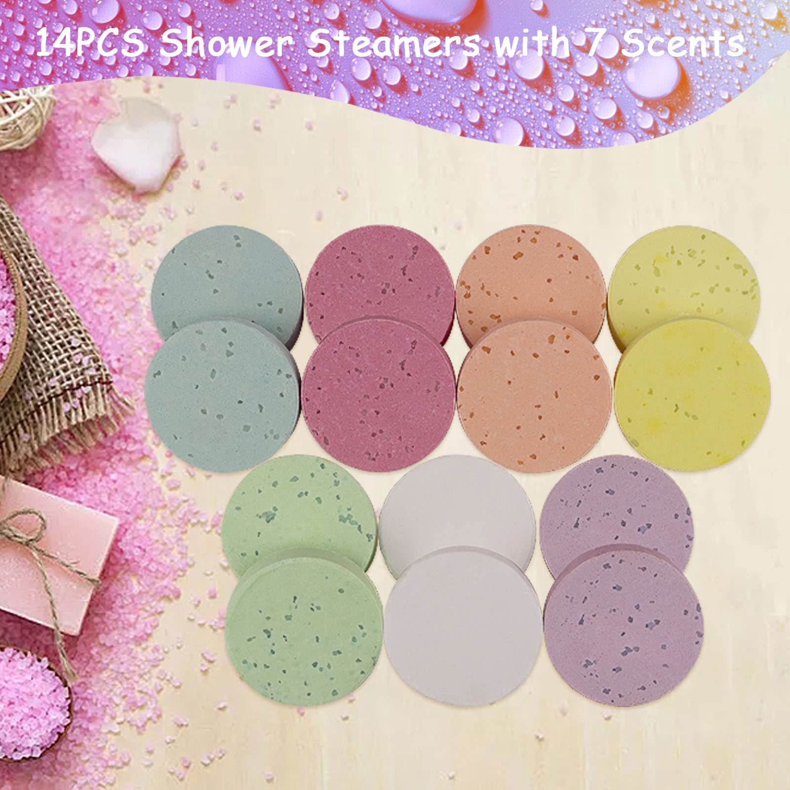 PickMora 14PCS Shower Steamers Aromatherapy with 7 Scents, Shower Bombs with Essential Oils for Relaxation, Body Restore Shower Tablets Gift Sets for Women and Men in Mother's Day, Anniversaries