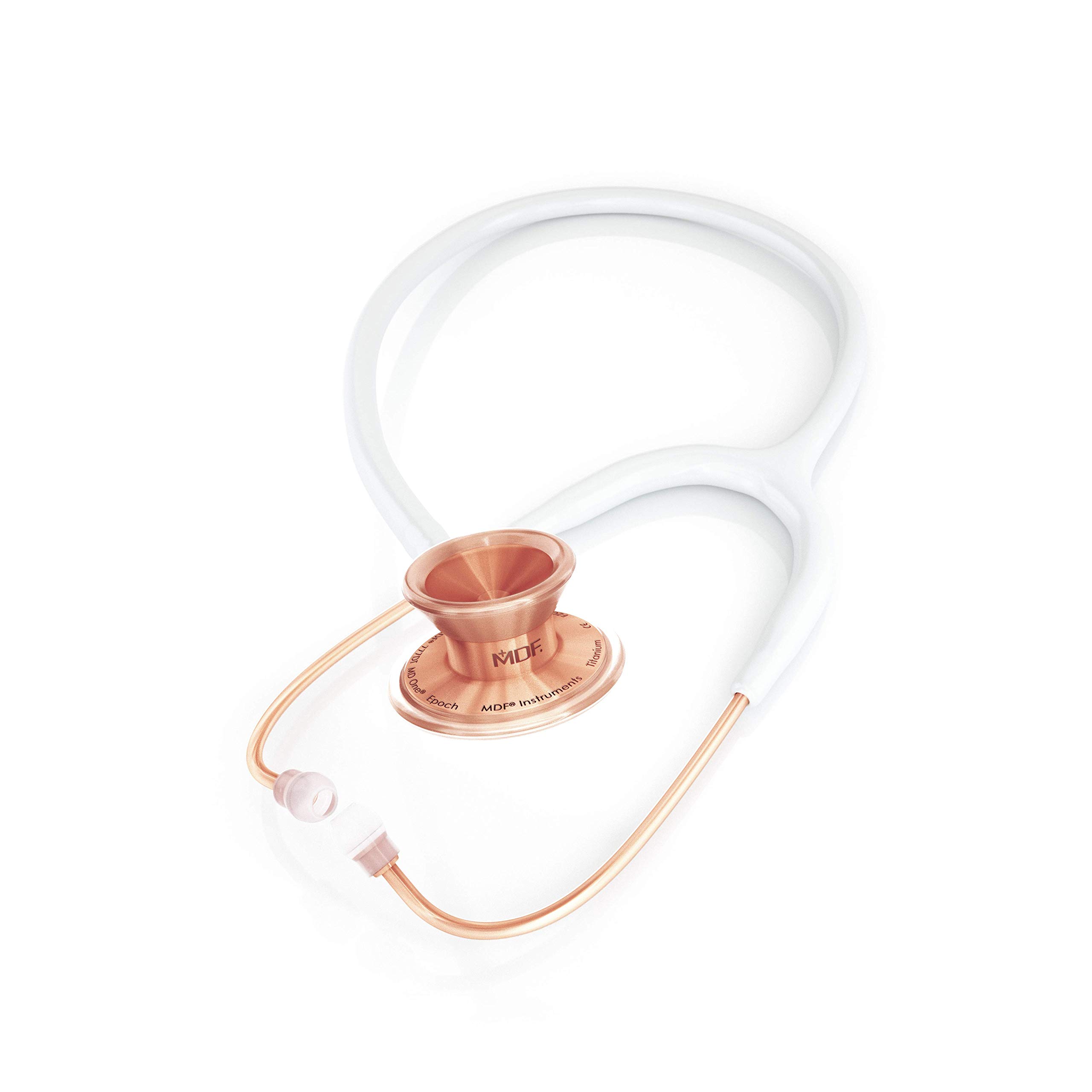 MDF Instruments Rosegold MD One Epoch Lightweight Titanium Stethoscope + MDF Pediatric Attachment with Clip