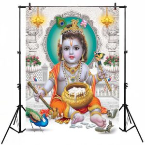 mingtian baby lord krishna tapestry backdrop 7x5 vinyl indian lord child bal krishna poster background for living room baby krishna