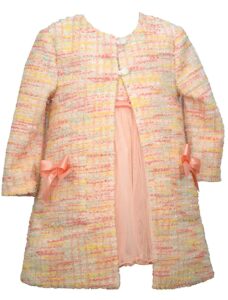 bonnie jean girl's easter dress and coat set - for baby, infant, toddler and little girls, peach, 18 months