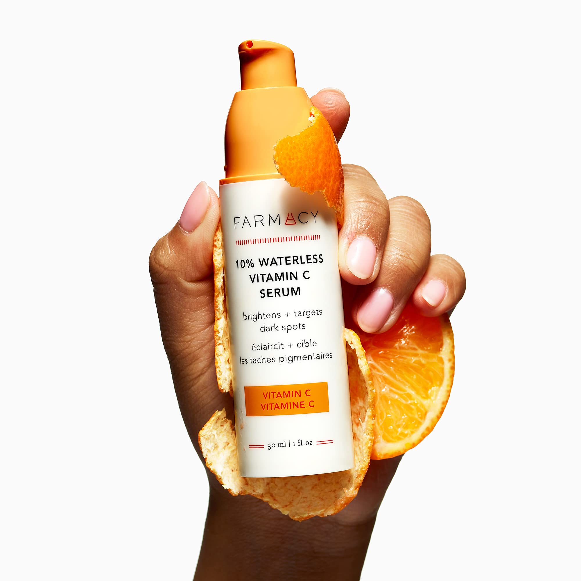 Farmacy 10% Vitamin C Face Serum - Waterless Vitamin C Skin Care Serum to Brighten, Firm + Smooth Skin Texture - Enriched with Upcycled Tangerine Peel to Boost Skin's Moisture + Radiance (30ml)