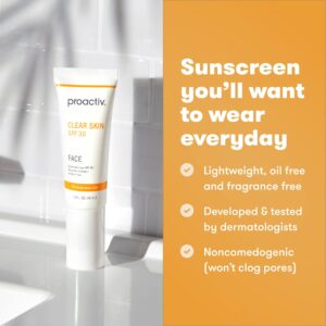 Proactiv Clear Skin Face Sunscreen Moisturizer With SPF 30 - Hydrating SPF Lotion And Sensitive Skin Sunscreen For Oily Skin And Acne-Prone Skin, Oil Free Matte Skincare Sunscreen, 1.5oz